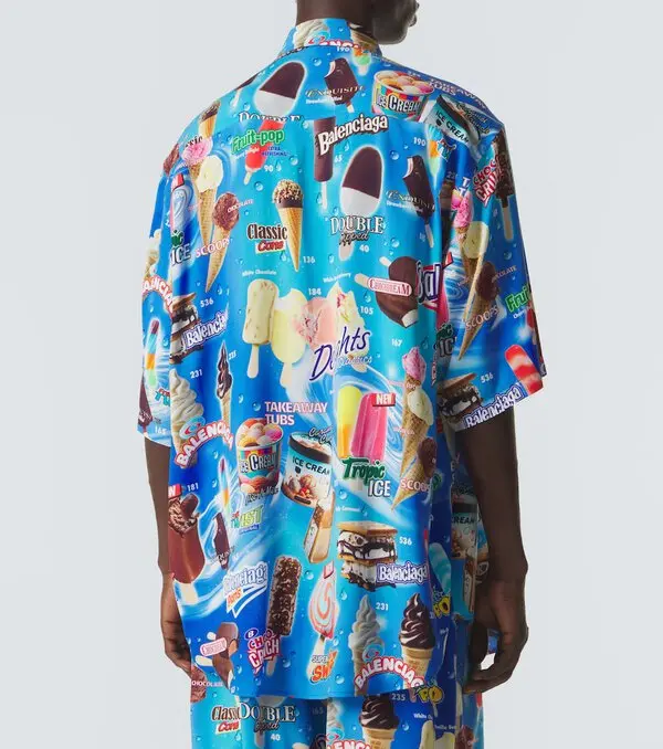 Balenciaga Printed Satin Shirt - Blue
