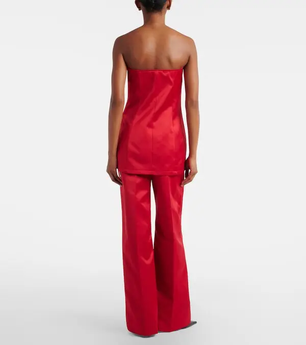 THE FRANKIE SHOP Brickell Wide-leg Satin Pants - Red