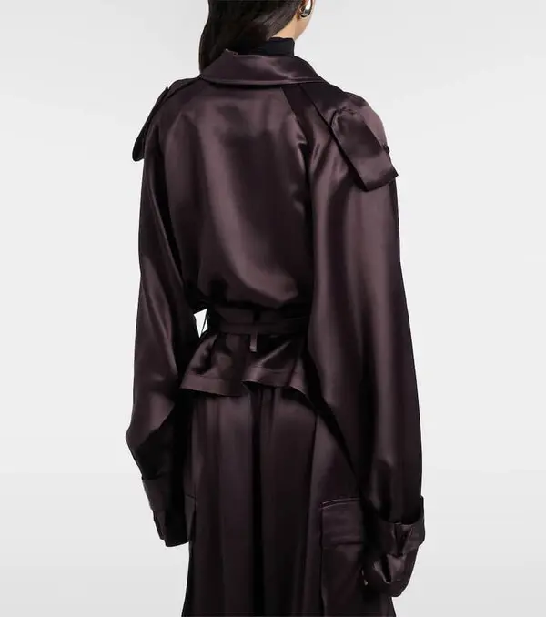 THE FRANKIE SHOP Simona Cropped Satin Trench Coat