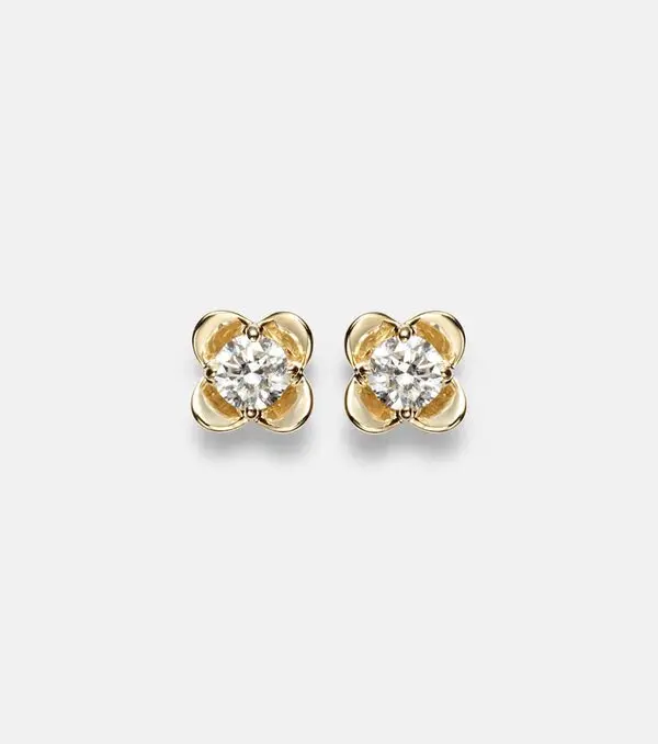 STONE AND STRAND 14kt Yellow Clover Stud Earrings With Diamonds - Gold