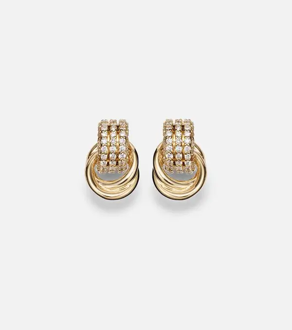 STONE AND STRAND Forme Knot Diamond Earrings - Gold