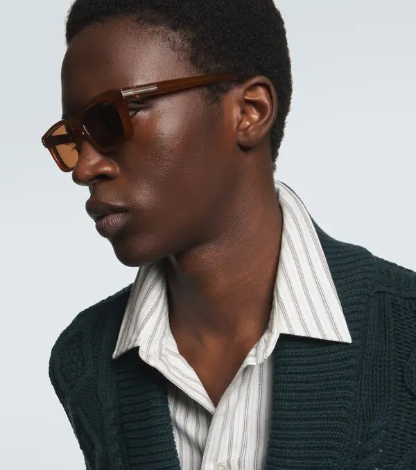 Zegna Rectangle Sunglasses - Brown