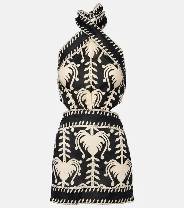 Johanna Ortiz Cutout Printed Minidress - Black