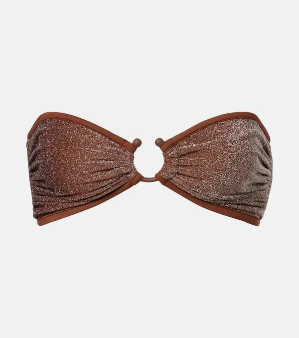 Johanna Ortiz Lamé Bikini Top - Brown