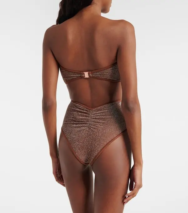 Johanna Ortiz Lamé Bikini Top - Brown