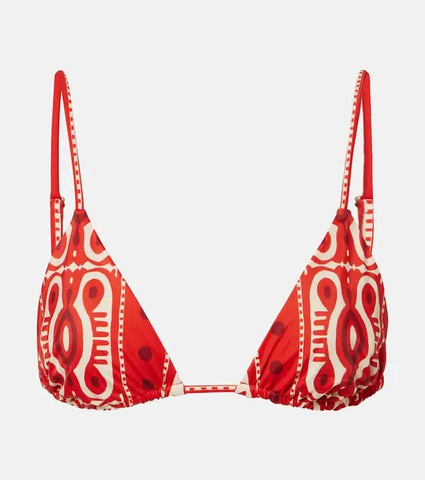 Johanna Ortiz Printed Bikini Top - Red