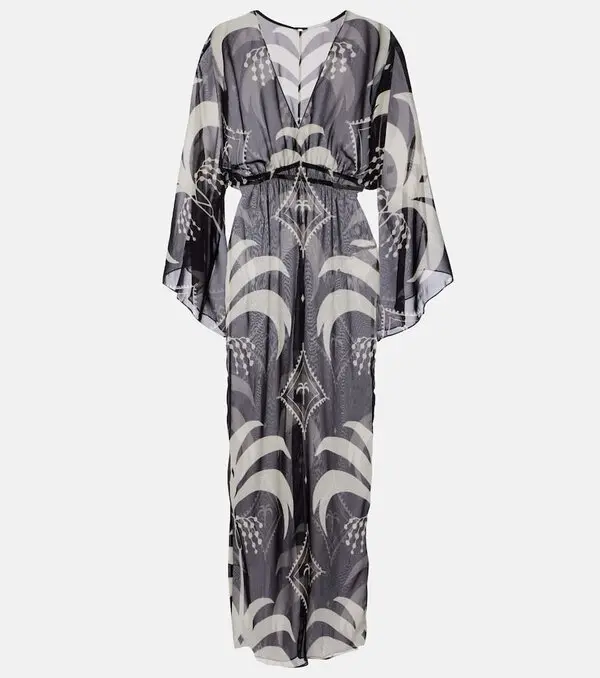 Johanna Ortiz Printed Sheer Beach Cover-up - Black