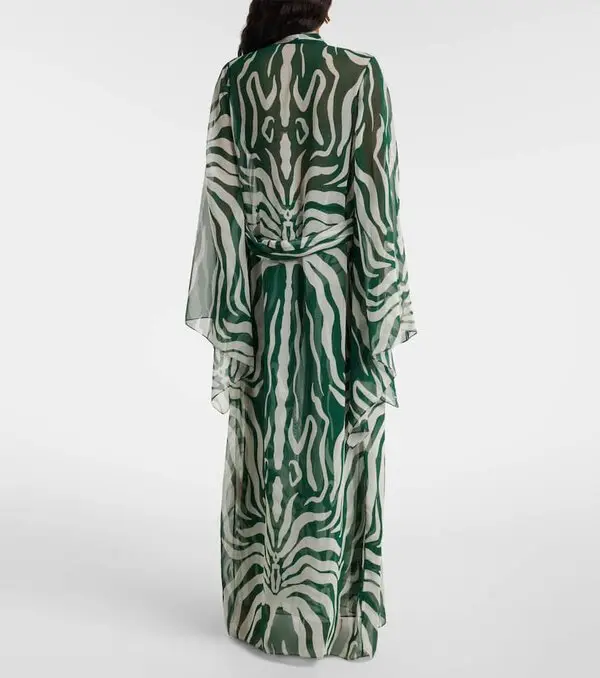 green geometric maxi dress Women's Walking Tall Tropical Print Maxi Dress in Green