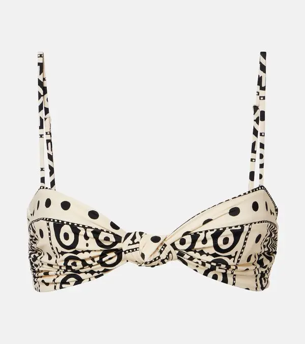 Johanna Ortiz Bandana Marina Printed Bikini Top - Beige