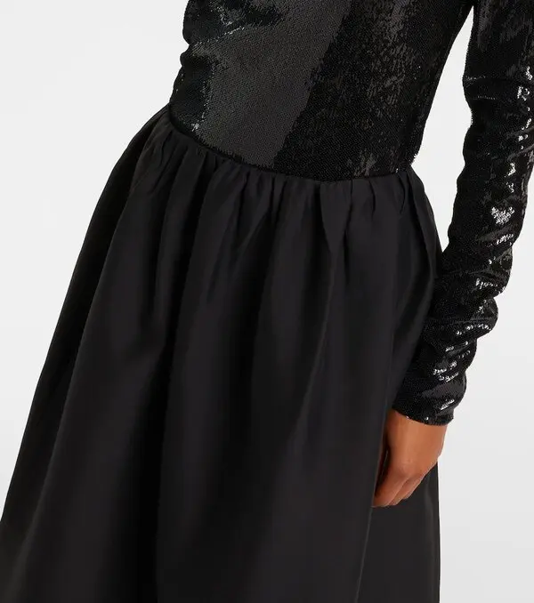 TOTEME Gathered Wool And Silk Midi Skirt - Black