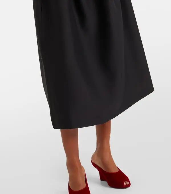 TOTEME Gathered Wool And Silk Midi Skirt - Black