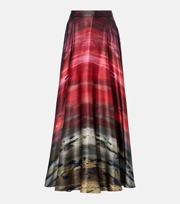 ROKSANDA Printed Silk Satin Maxi Skirt - Multicoloured