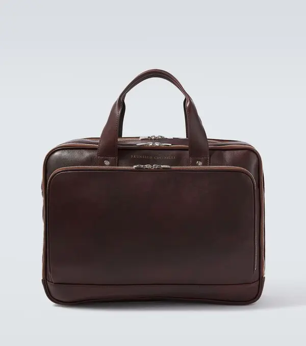 Brunello Cucinelli Leather Briefcase - Burgundy