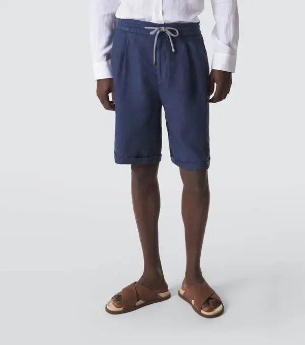 Brunello Cucinelli Linen Shorts - Blue
