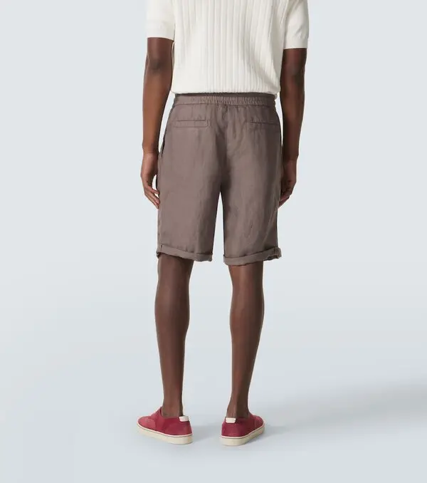 Brunello Cucinelli Linen Drawstring Shorts - Brown