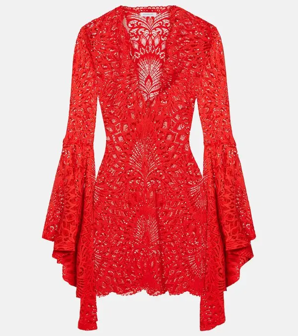 ALEXANDRA MIRO Kara Lace Beach Dress - Red