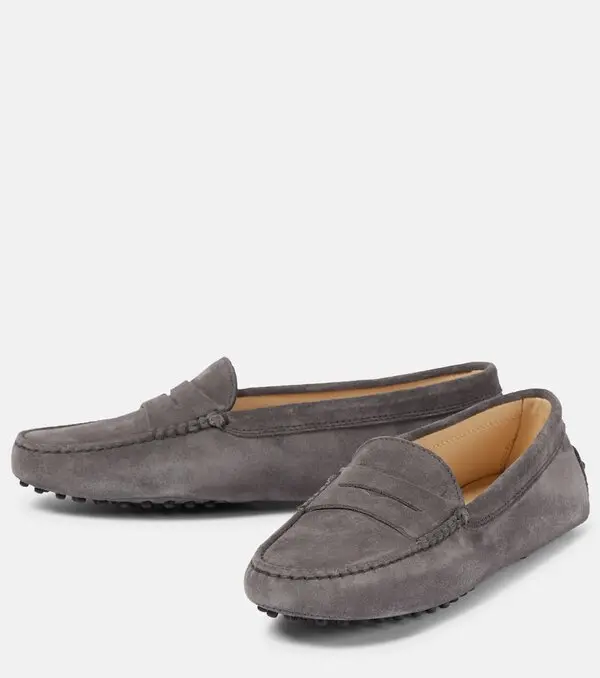 TOD'S Gommino Suede Loafers - Grey