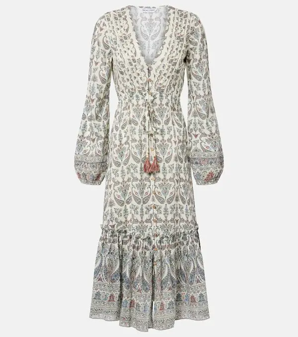 Veronica Beard Vani Paisley Ruffled Midi Dress - Multicoloured