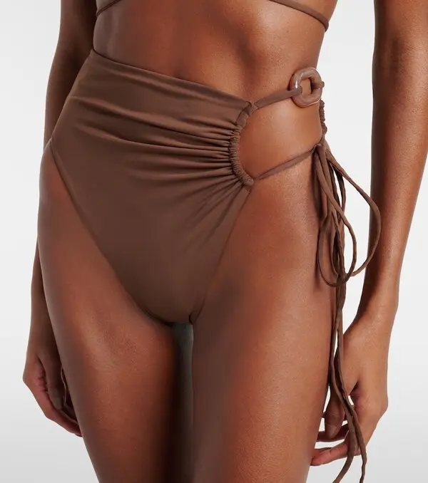 Magda Butrym Ruched Bikini Bottoms - Brown