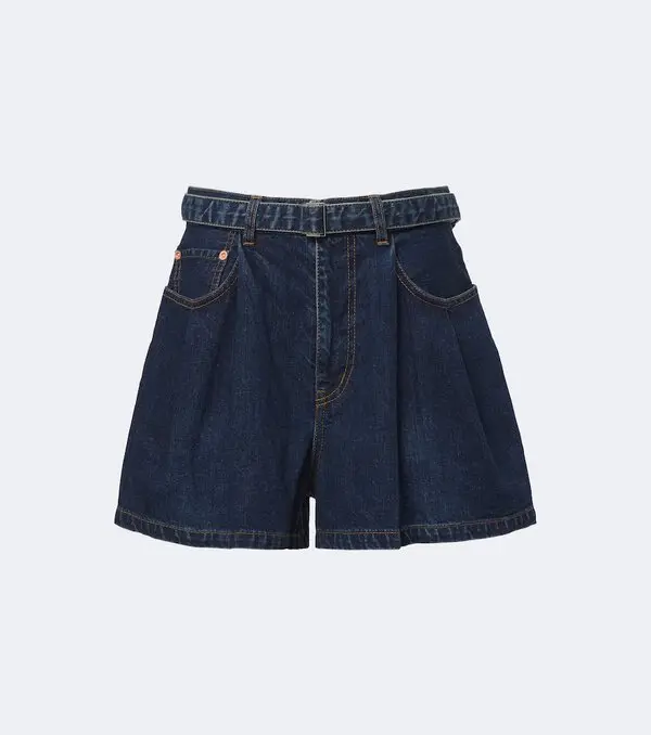 Sacai Belted Denim Shorts - Blue