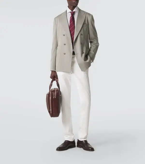 Brunello Cucinelli Double-breasted Silk Suit Jacket