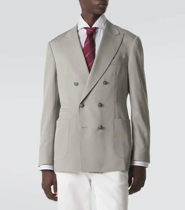 Brunello Cucinelli Double-breasted Silk Suit Jacket