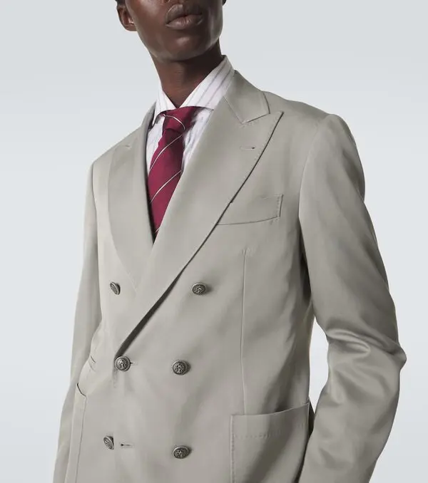 Brunello Cucinelli Double-breasted Silk Suit Jacket