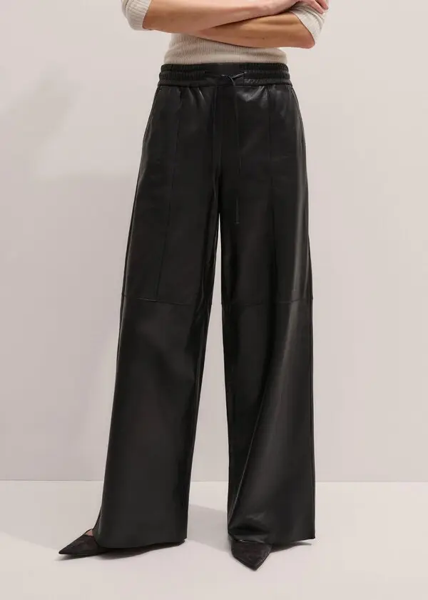 ME+EM Wide-leg Leather Track Pant