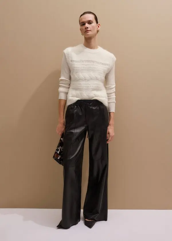 ME+EM Wide-leg Leather Track Pant