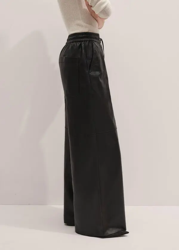 ME+EM Wide-leg Leather Track Pant