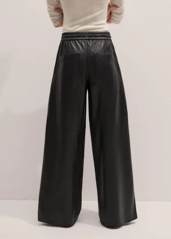 ME+EM Wide-leg Leather Track Pant