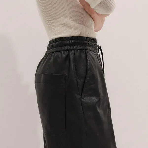 ME+EM Wide-leg Leather Track Pant