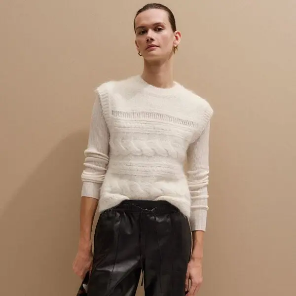 ME+EM Wide-leg Leather Track Pant