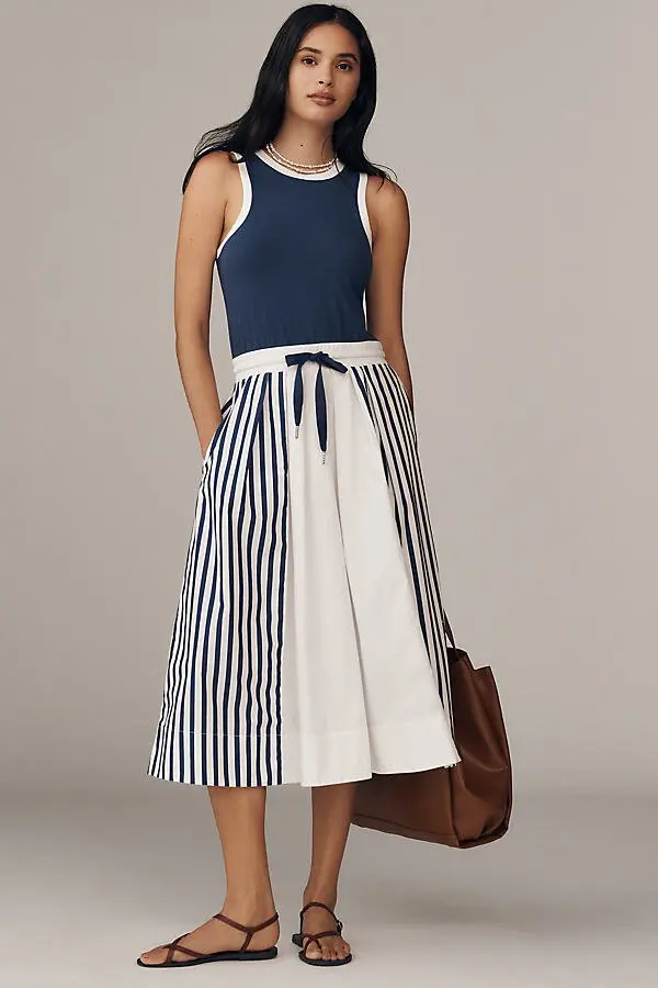 DAILY PRACTICE Drawstring Twofer Midi Dress