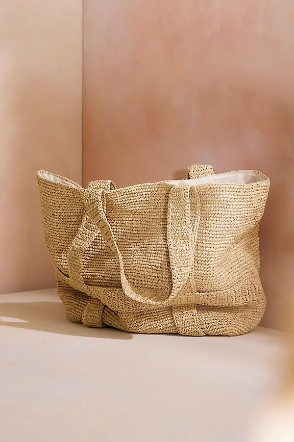 TERRAIN Raffia Traveler Tote Bag