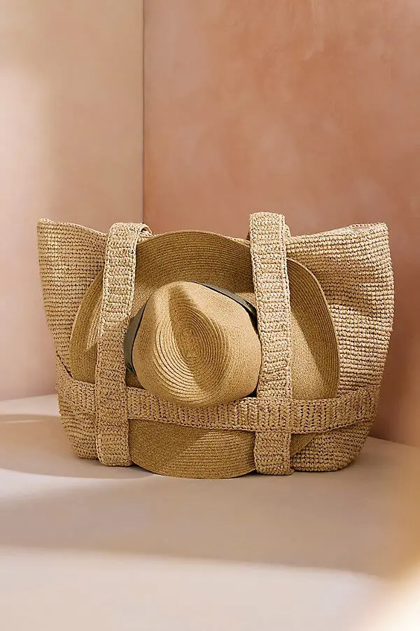 TERRAIN Raffia Traveler Tote Bag