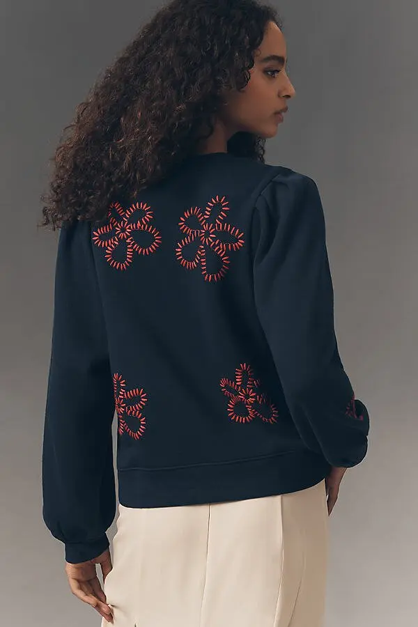 Rails Tiffany Embroidered Crew-neck Sweatshirt - Navy