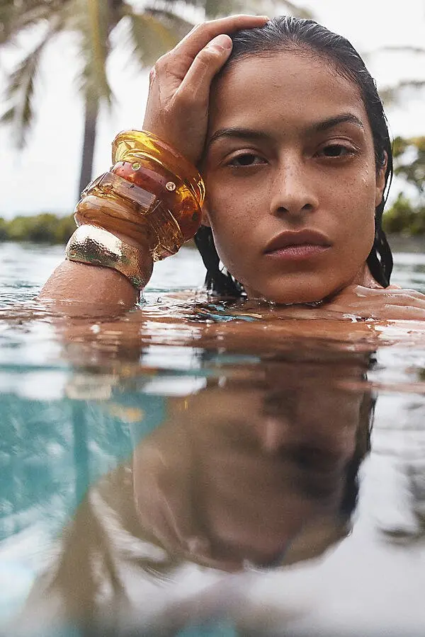 Anthropologie Resin Stretch Bracelet - Tortoise
