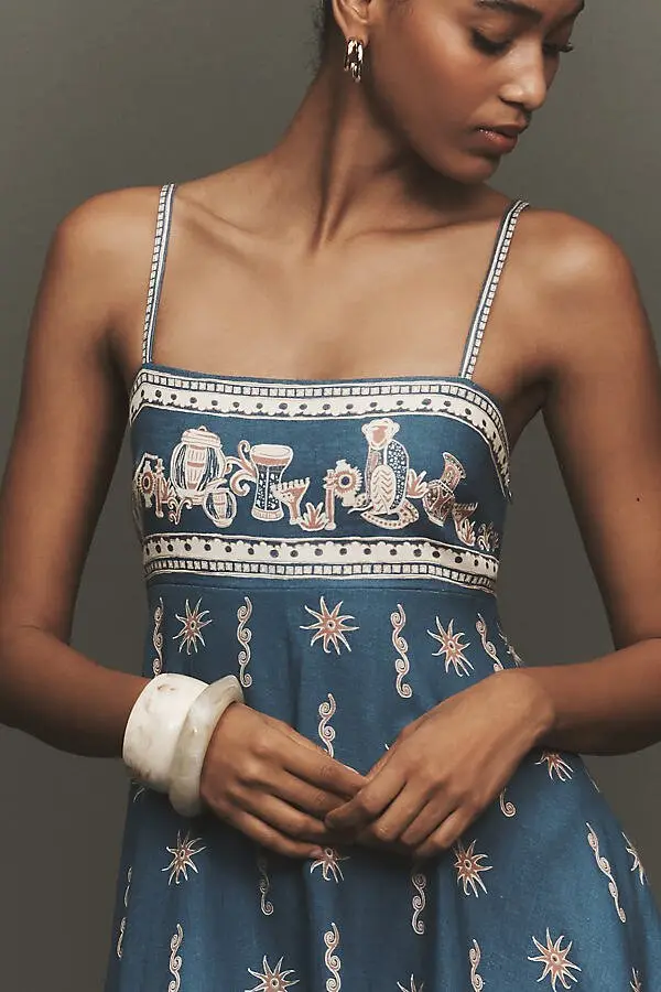 Alemais Mickey Halter Midi Dress - Blue Pattern | Editorialist