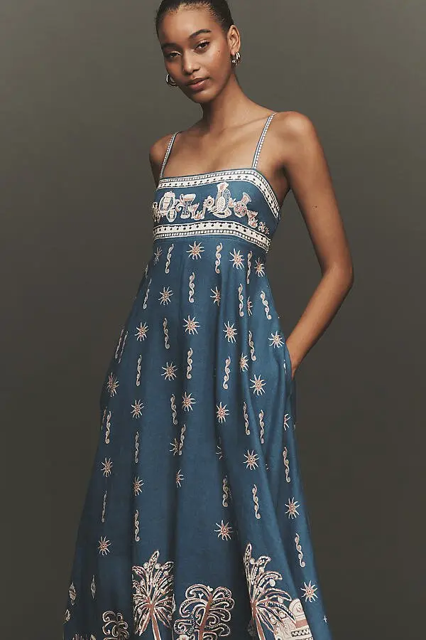 Alemais Sol Mini Shift Dress - Blue Pattern | Editorialist