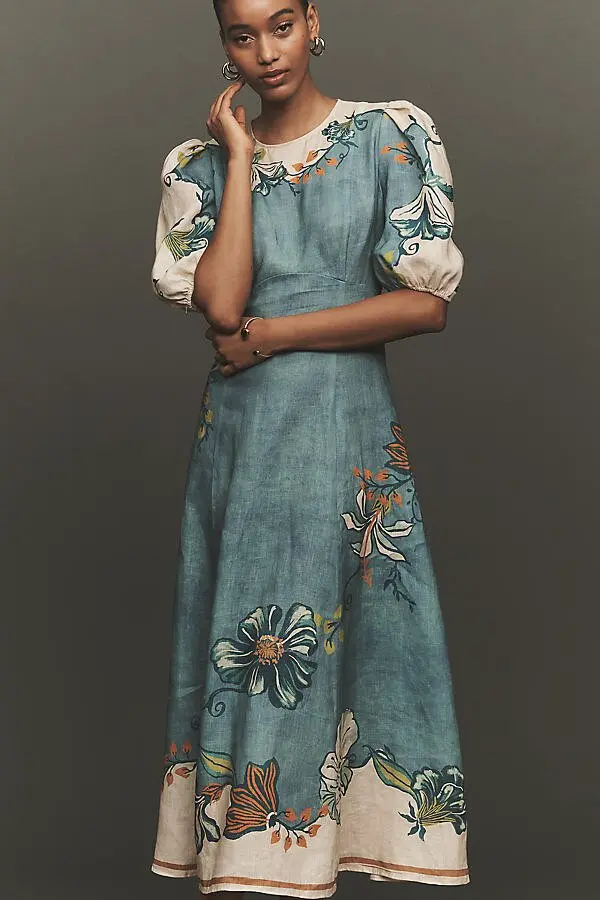 linen dresses made in italy Italian Garden Floral Linen Dress – Red Door Boutique