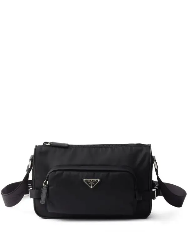 Prada Medium Re-nylon And Saffiano Leather Shoulder Bag - Black