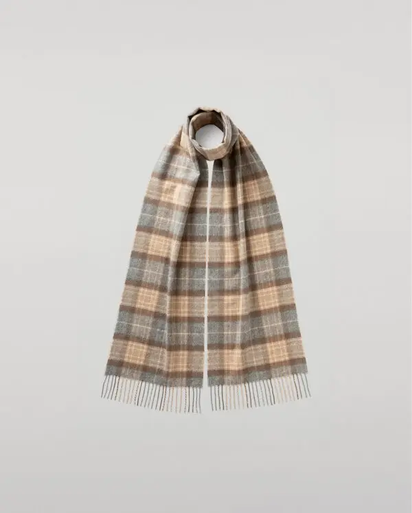Johnstons Of Elgin Mackellar Tartan Cashmere Scarf - Natural