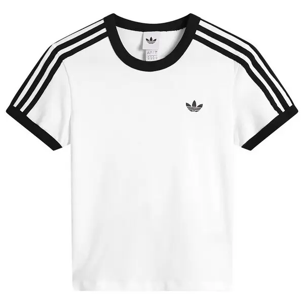 Adidas 3 Stripe Short Sleeve T-shirt - Hiteblack