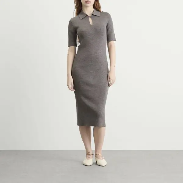 JIL SANDER Knitted Polo Midi Dress