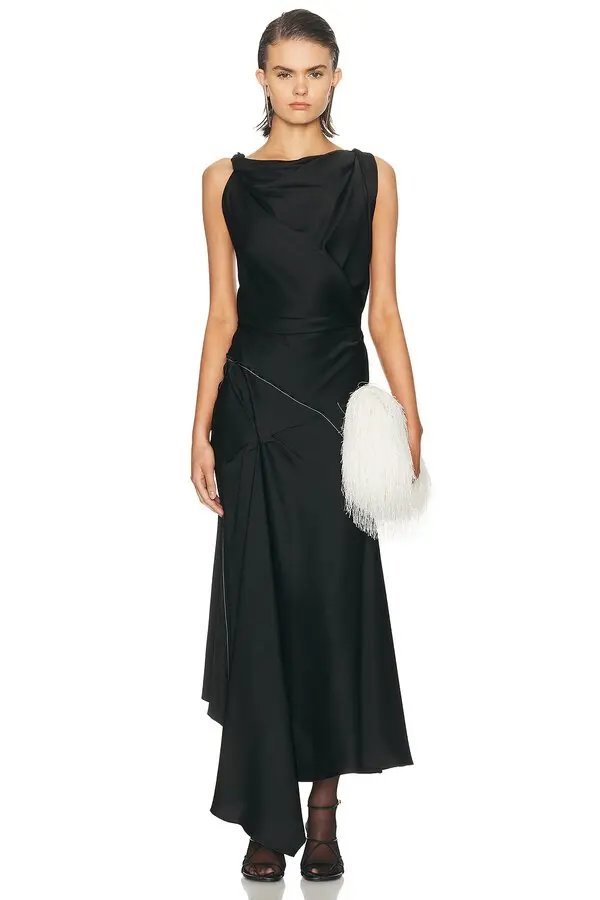 Victoria Beckham Asymmetric Draped Midi Dress