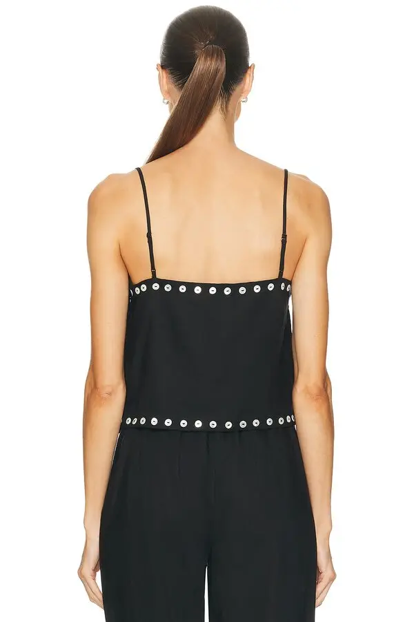 Staud Kirra Linen Tank Top - Black