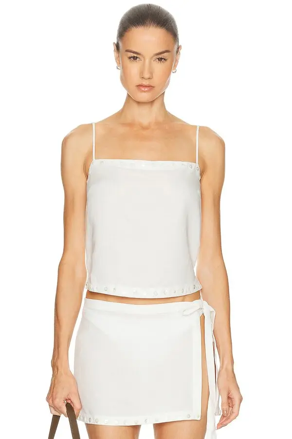 Staud Kirra Linen Tank Top - Ivory