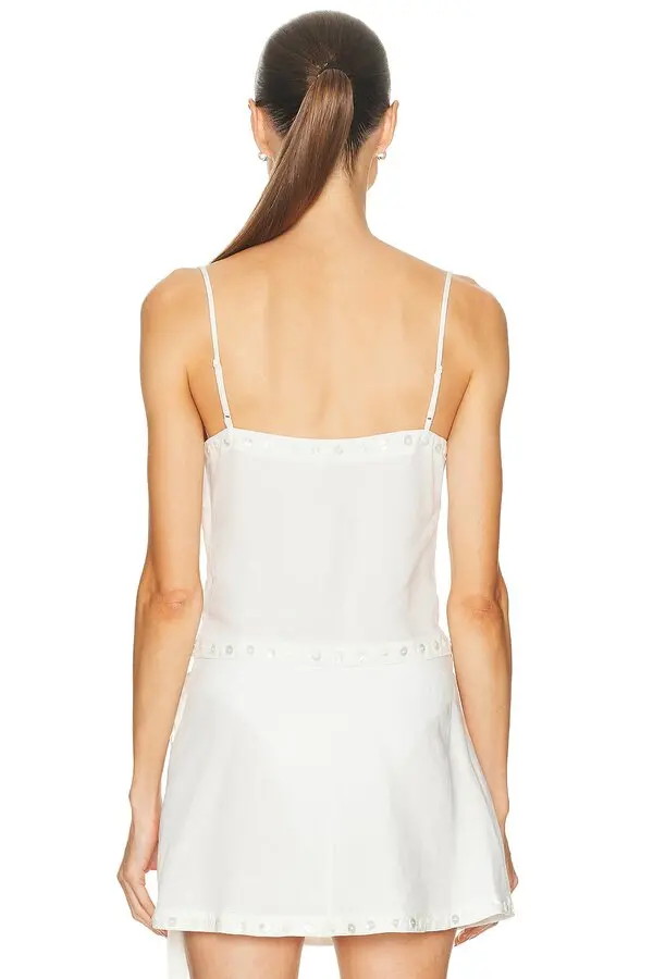 Staud Kirra Linen Tank Top - Ivory