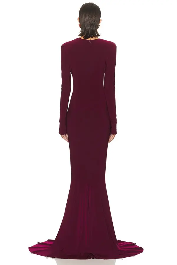 chinese dress ladies Norma Kamali Diana Ruched Bracelet-Length Sleeve Gown